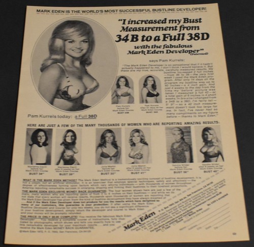 1973 Print Ad Mark Eden Bust Developer Pam Kurrels Full 38D Feminine Lady Beauty | eBay