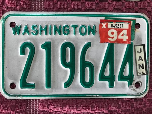 1976-87 Washington State Motorcycle License Plate White Green 219644 | eBay