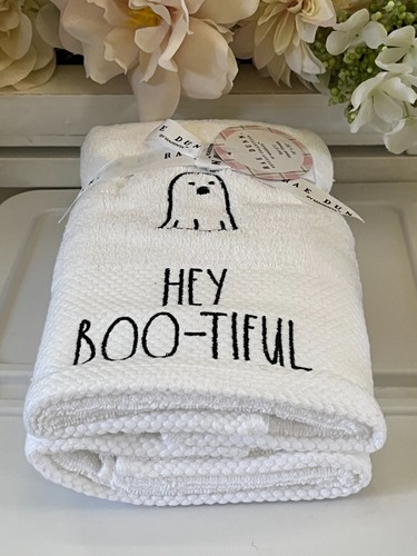 Rae Dunn White Halloween Hand Towels Set of 2" Hey Boo-Tiful" NEW | eBay