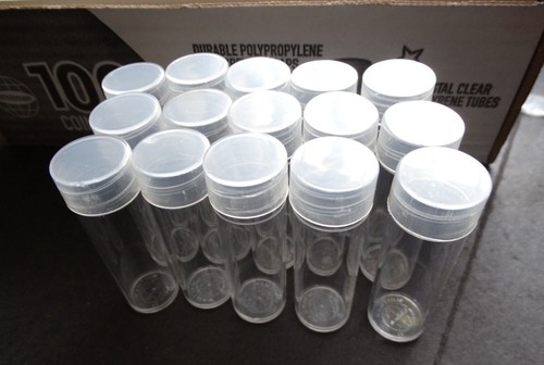 Lot of 15 Whitman Dime Round Clear Plastic Coin Storage Tubes w/ Screw ...
