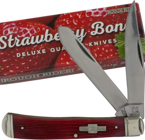 Rough Rider Strawberry Red Trapper Pocket Knife RR1498 2 Folding Blades ...