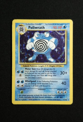 Pokémon TCG Poliwrath Base Set 13/102 Holo Unlimited Holo Rare 1999 ...