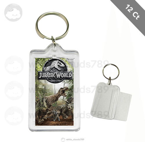 12 Jurassic World Dinosaur T Rex Keychain for Kids Birthday Party Favor ...