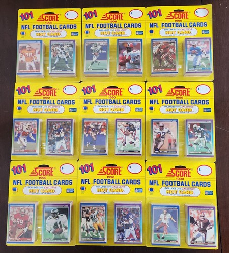 (9) Vintage 1990 Score NFL Football 101 Card Hot Card Pack Sealed Lot ...