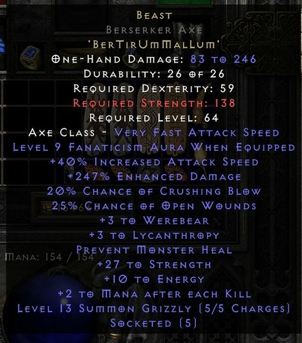 Diablo 2: Resurrected Beast Berserker Rune💥 Softcore D2R Items 💥 PC NA ...