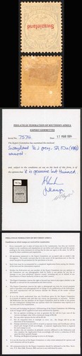 Swaziland SG10a 1/2d Grey opt INVERTED (toned and Thinned) PFSA Cert ...
