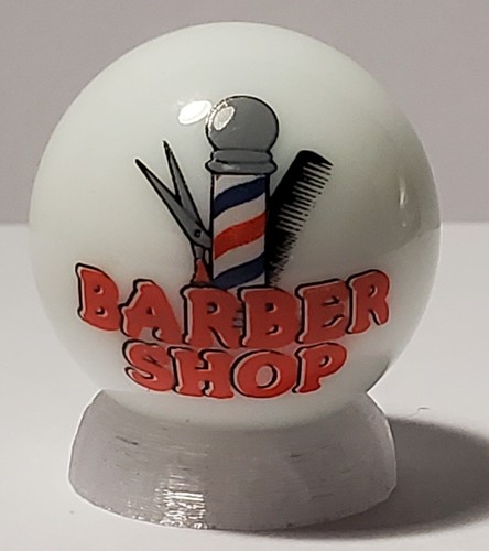 Barber Shop Glass 1" Logo Marble w/ Stand | eBay