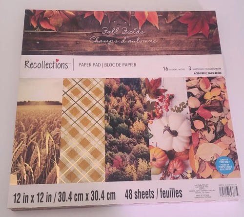 Recollections Paper Pad 12x12 FALL FIELDS Scrapbook 48 Sheets Quick ...