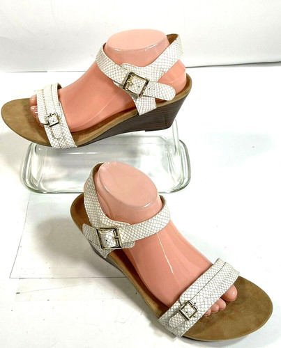 Vionic Sandals Womens Size 10 Wide Wedge White Strappy Lizard Print Laurie