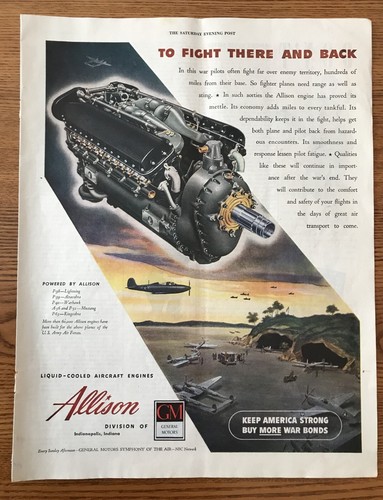 Fighter Plane Engine for Airacobra , Allison GM WWII Ad | eBay