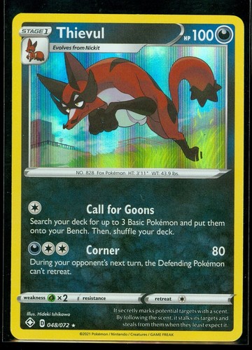 Pokemon THIEVAL 048/072 Shining Fates - RARE HOLO - - MINT | eBay