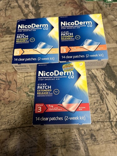 3 Boxes Of NicoDerm CQ 14 Patches Step 3 7mg 🛑Read Description🛑 | eBay