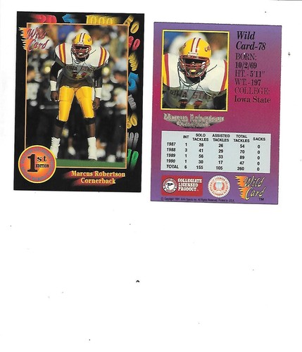 Marcus Robertson Lot of 2 1991 Wild Card Draft Football Cards #78 | eBay
