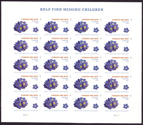 US # 4987a - (49¢) Forget-Me-Nots Missing Children Imperf Mint Pane of ...