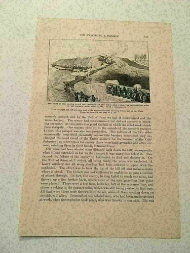 KP71) Crater Fight after Union Mine Explosion Vicksburg Civil War 1888 ...