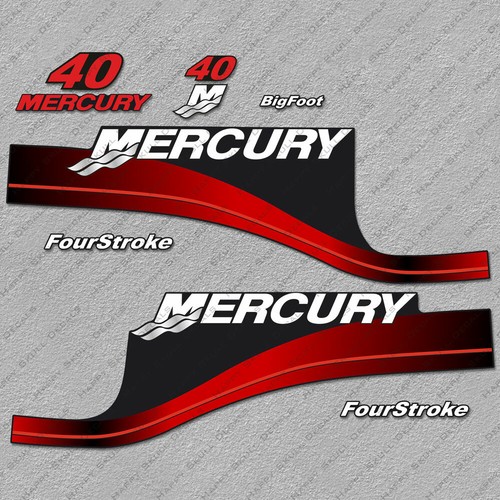 Mercury 40 hp Four Stroke outboard engine decals RED sticker set ...