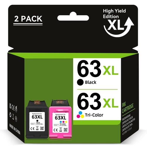 63 XL Ink Cartridge for HP 63 OfficeJet 3830 4650 4654 5255 ENVY 4512 ...