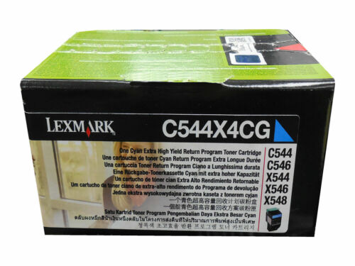 New ! GENUINE Lexmark C544 C546 X544 X546 X548 Extra H/Y Cyan Toner ...