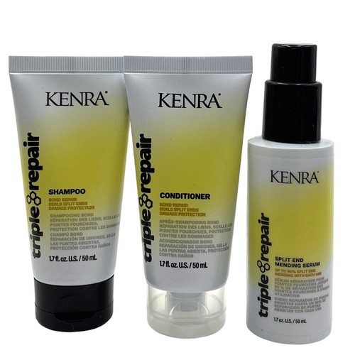 Kenra Triple Repair Shampoo, Conditioner & Split End Mending Serum 1.7 ...
