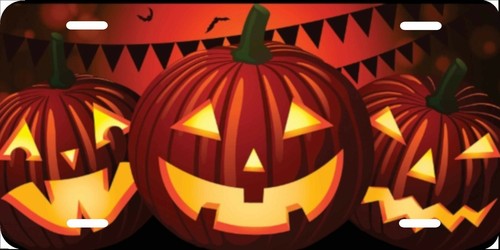 Halloween, Pumpkin License Plate New Car Tag Metal Aluminum, USA, Black ...