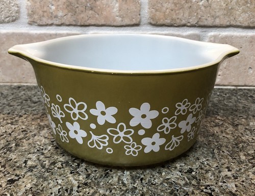 Vintage PYREX by Corning SPRING BLOSSOM 1 Qt Casserole 473 Crazy Daisy ...