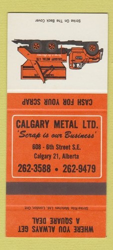 Matchbook Cover - Calgary Metal AB SAMPLE 30 Strike | eBay