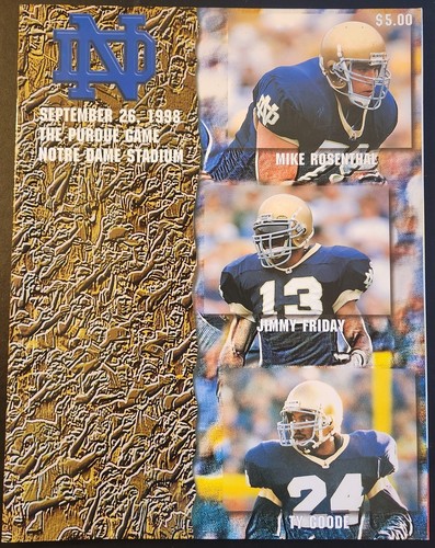 1998 Notre Dame v Purdue Football Program September 26, 1998 | eBay