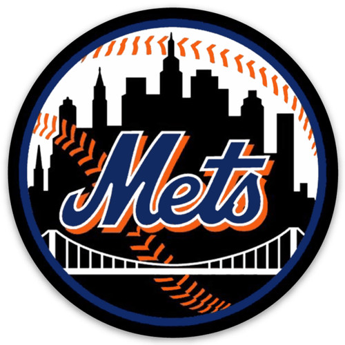 New York Mets Orange & Black Classic Baseball Logo Type Die-Cut Round ...