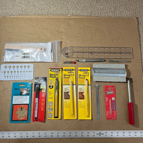 VTG Drafting Supplies Lot Blend Pencil Lead Ruler Sharpie Angle Checker ...