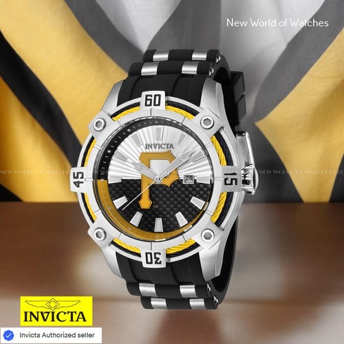 Invicta Men's MLB Pittsburgh Pirates 52mm Black White Dial Silicone ...