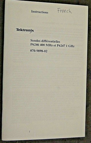Tektronix Sondes différentielles P6246 400 MHz et P6247 1 GHz (070-9898 ...