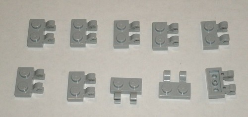 LEGO NEW 1x2 Light Bluish Grey Plate Horizontal Clips (10x) 4556157 ...