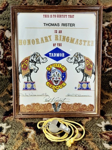 Vintage TADMOR SHRINE CIRCUS HONORARY RINGMASTER Signed Certificate ...