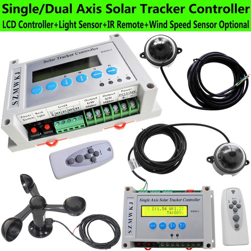 LCD Single/Dual Axis Solar Tracker Controller W/ Wind Sensor DIY Solar ...