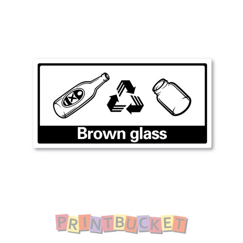 Brown Glass recycling sticker 200mm Black quality water/fade proof ...