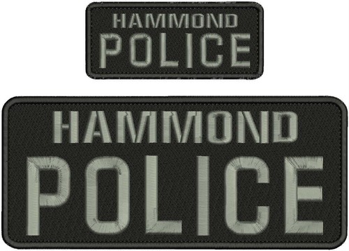 HAMMOND POLICE EMB PATCH 4X10 AND 2X5 HOOK ON BACK BLK/GRAY | eBay