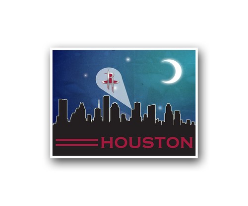 Houston Rockets Poster City Skyline Art Print Man Cave Decor 12x16" | eBay