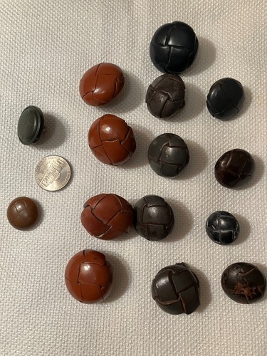 Vintage Genuine Leather Knot Coat Buttons Leather Shank Black Brown ...
