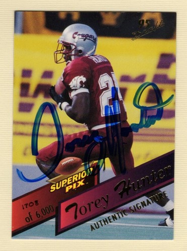 1995 Superior Pix Football Torey Hunter Autograph (Washington State ...