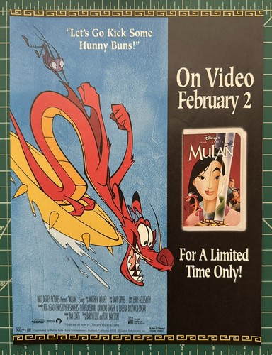 Vintage Disney Mulan VHS Movie Promo Ad Movie Advertisement | eBay
