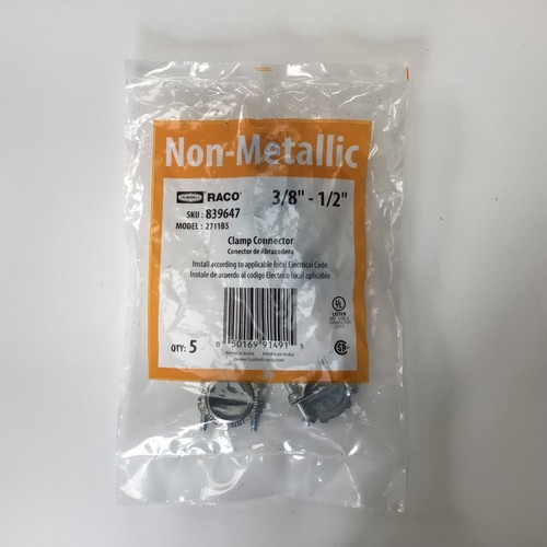 Non Metallic Clamp Connector 3/8"-1/2 inch Model 2711B5-New | eBay