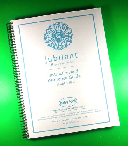 Owners Manual for Baby Lock BL80B Jubilant Machine 68 Pages W/Clear ...