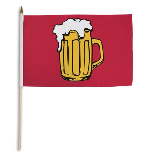 1 Dozen Red Beer Mug Stick Flags 12x18in Handheld Novelty Flag | eBay