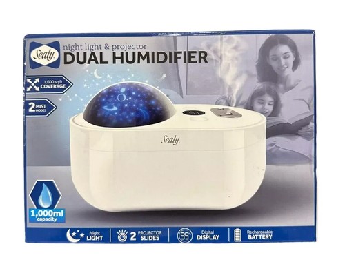 Sealy Dual Spray Humidifier w/ Night Light & Projector w/ 2 Slide Show ...