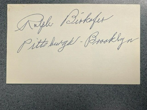Ralph Birkofer autographed 3 x 5 index card MLB Guaranteed Pass | eBay