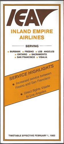 Inland Empire Airlines system timetable 2/1/82 [6113] Buy 4+ save 25% ...