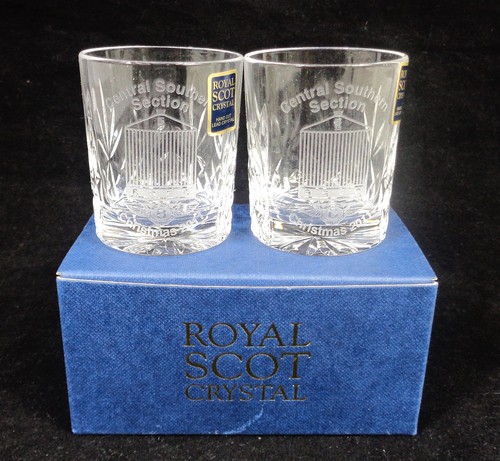 Royal Scot Crystal Pair of Whisky Tot Glasses Kintyre Pattern Rolls ...