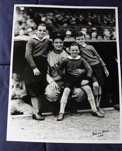 Lou Gehrig George Brace 11x14 Photo New York Yankees Baseball w/Kids ...