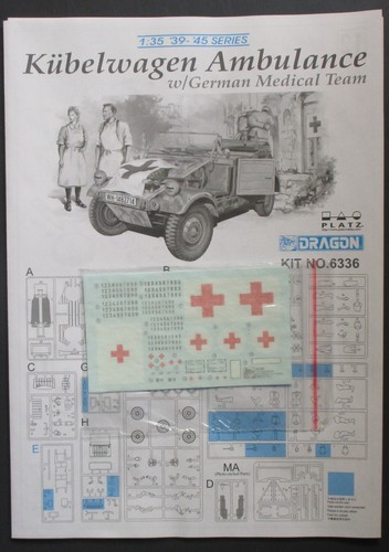 Dragon 1/35 Scale Kubelwagen Ambulance - Decals from Kit No. 6336 | eBay