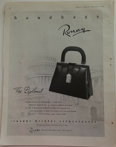 1949 womens Ronay purse handbag The Diplomat vintage fashion ad | eBay